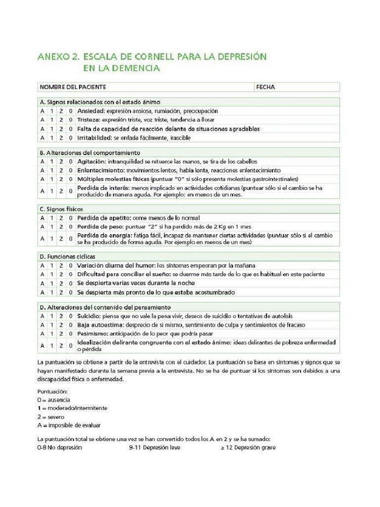 Escala de Cornell | PDF