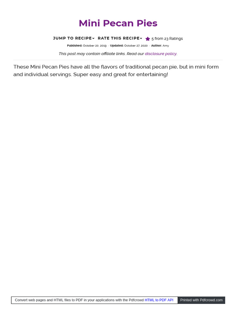 Mini Pecan Pies | PDF