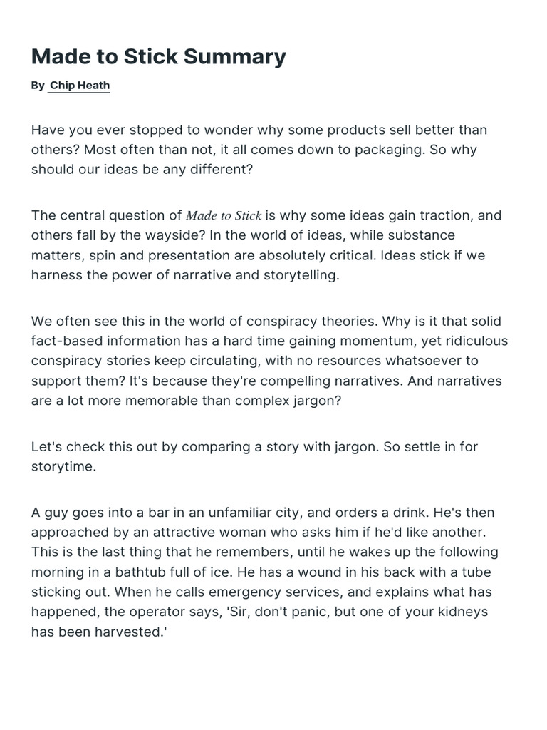 Made To Stick | PDF | Social Science | Self-Improvement