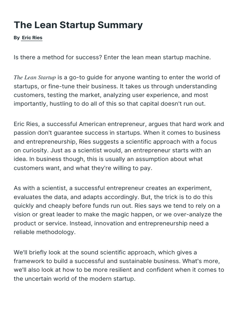 The Lean Startup | PDF | Lean Startup | Startup Company