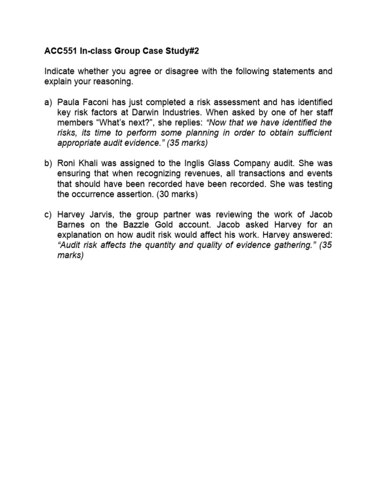 Case Study 2 - Auditing 1 | PDF | Audit | Risk