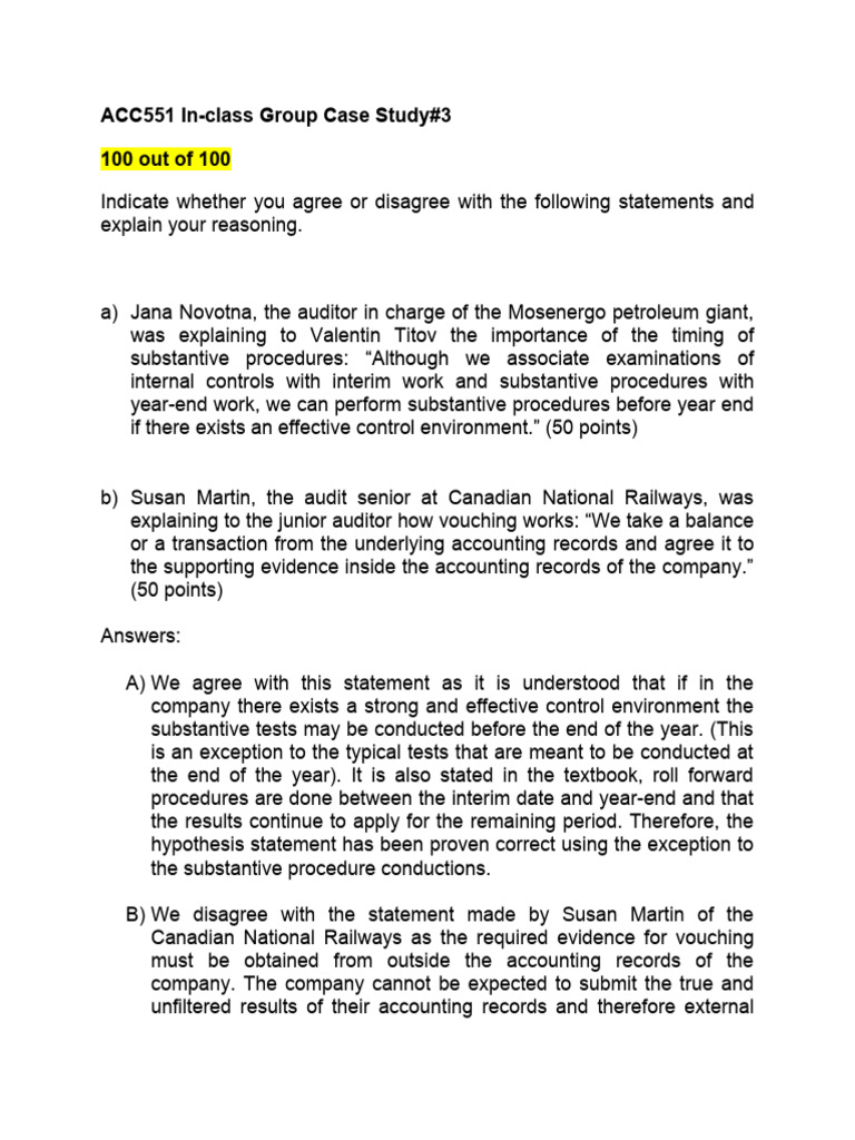 Case Study 3 Auditing 1 PDF Audit Accounting