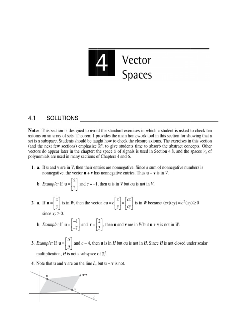 Lay Cap4 Sec 4.1 Solutions | PDF | Linear Subspace | Vector Space