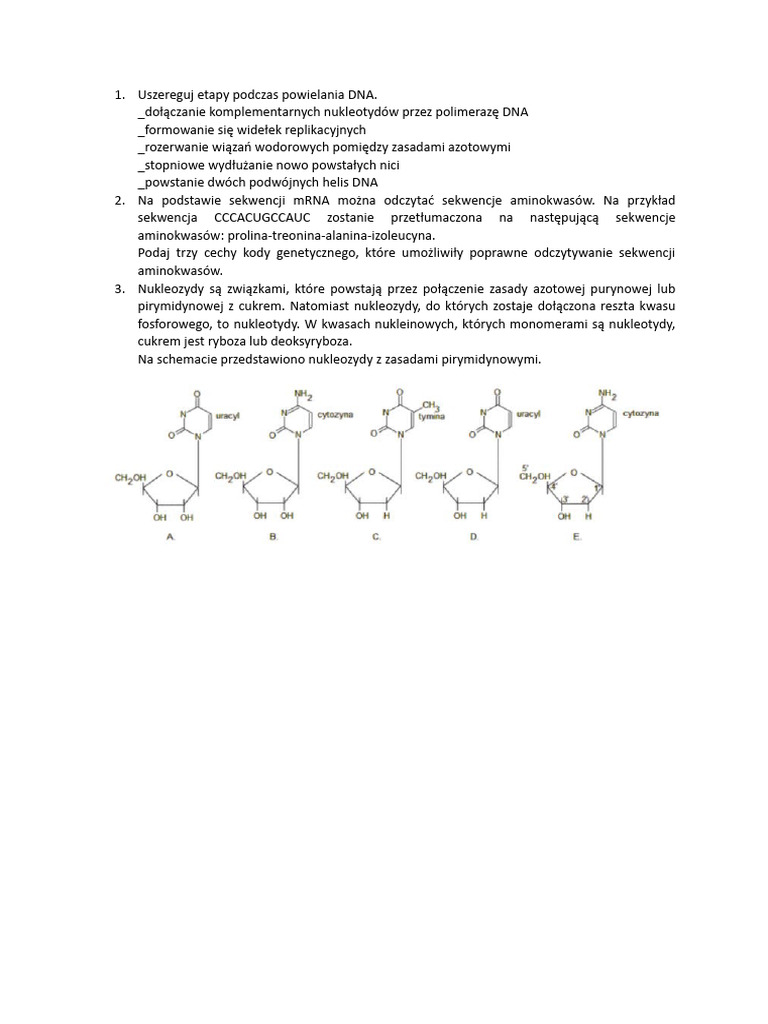 Genetyka Molekularna Zadania | PDF