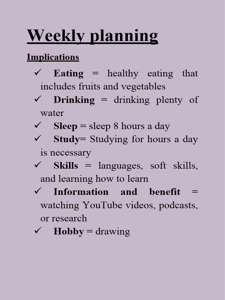 Weekly Planning | PDF