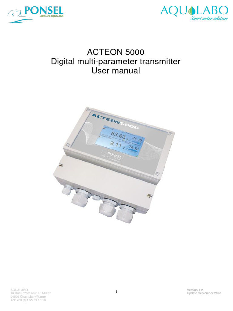 User Manual Transmitter Digital Physicochemistry ACTEON 5000 | PDF ...
