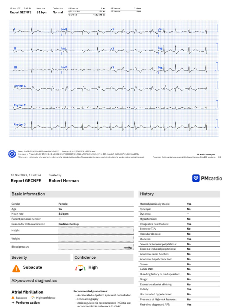 Sample Report | PDF | Electrocardiography | Hypertension
