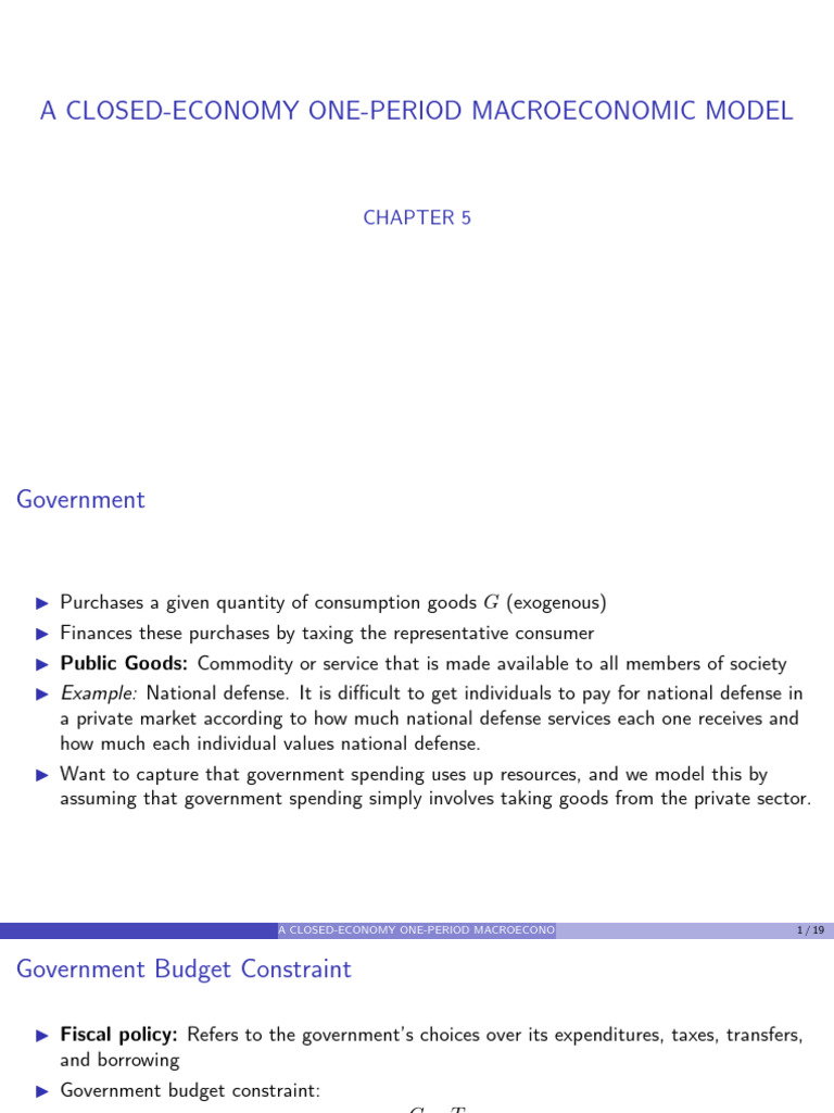A Closed-Economy One-Period Macroeconomic Model | PDF