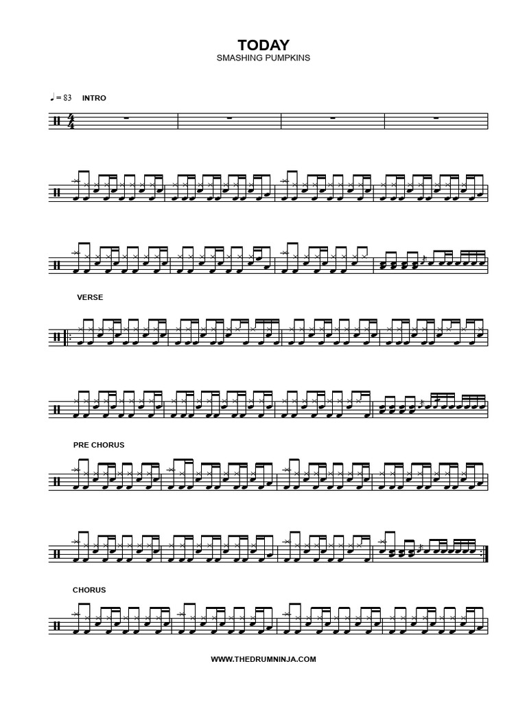 Smashing Pumpkins: Today Drum Tabs | PDF