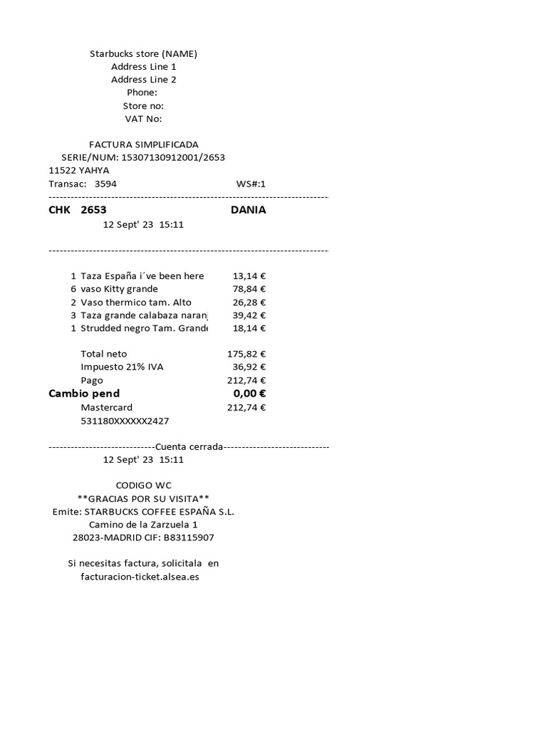 Ticket Starbucks | PDF