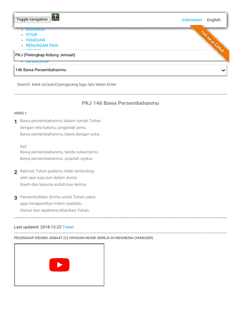 Bawa Persembahanmu (PKJ 146) | PDF