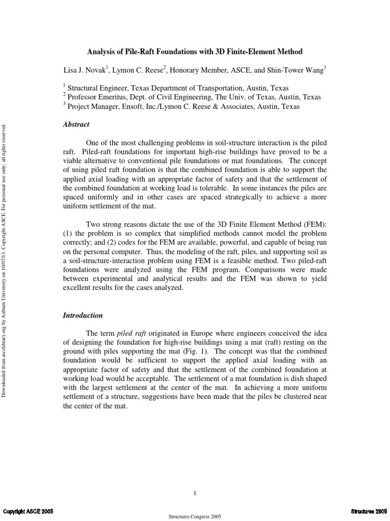 Analysis of Pile-Raft Foundations With 3D Finite-Element Method | PDF