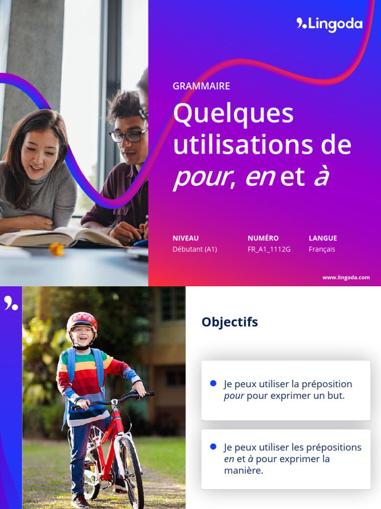 Quelques Utilisations De: Pour en À | PDF | Adposition | Verbe