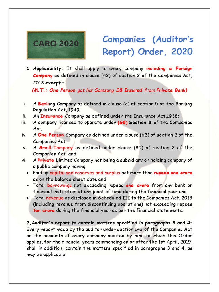 CARO 2020 Notes - CA Harshad Jaju | PDF | Debt | Loans