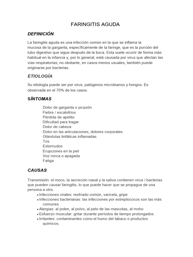 Faringitis Aguda | PDF | Salud pública | Medicina CLINICA