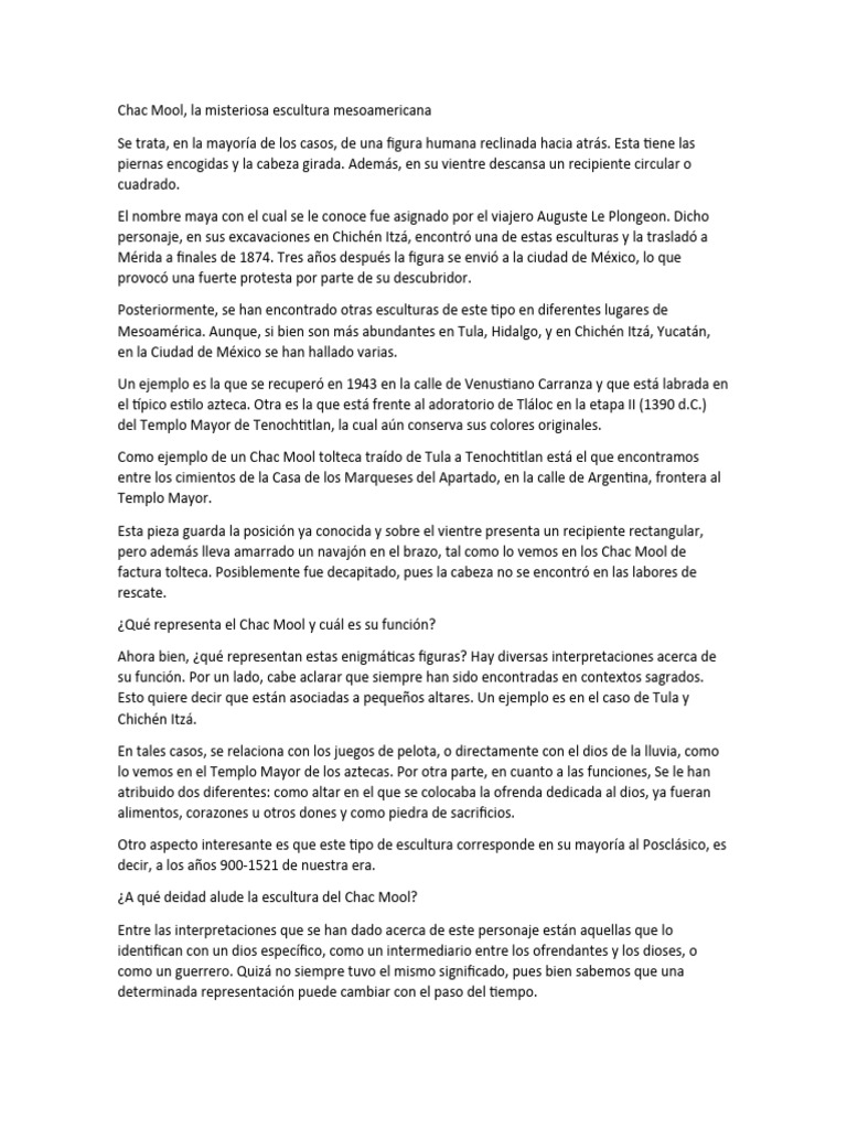 Chac Mool | PDF | Mesoamérica | Cultura de las Americas
