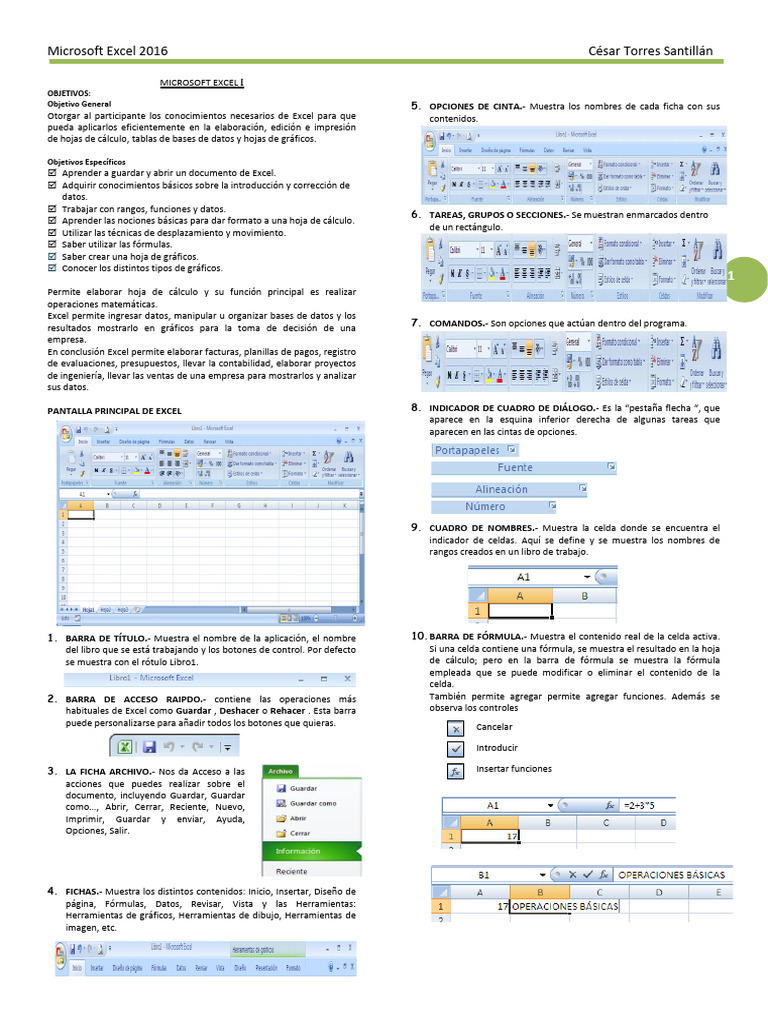 Mini Excel I 2016 | PDF | Hoja de cálculo | Microsoft Excel