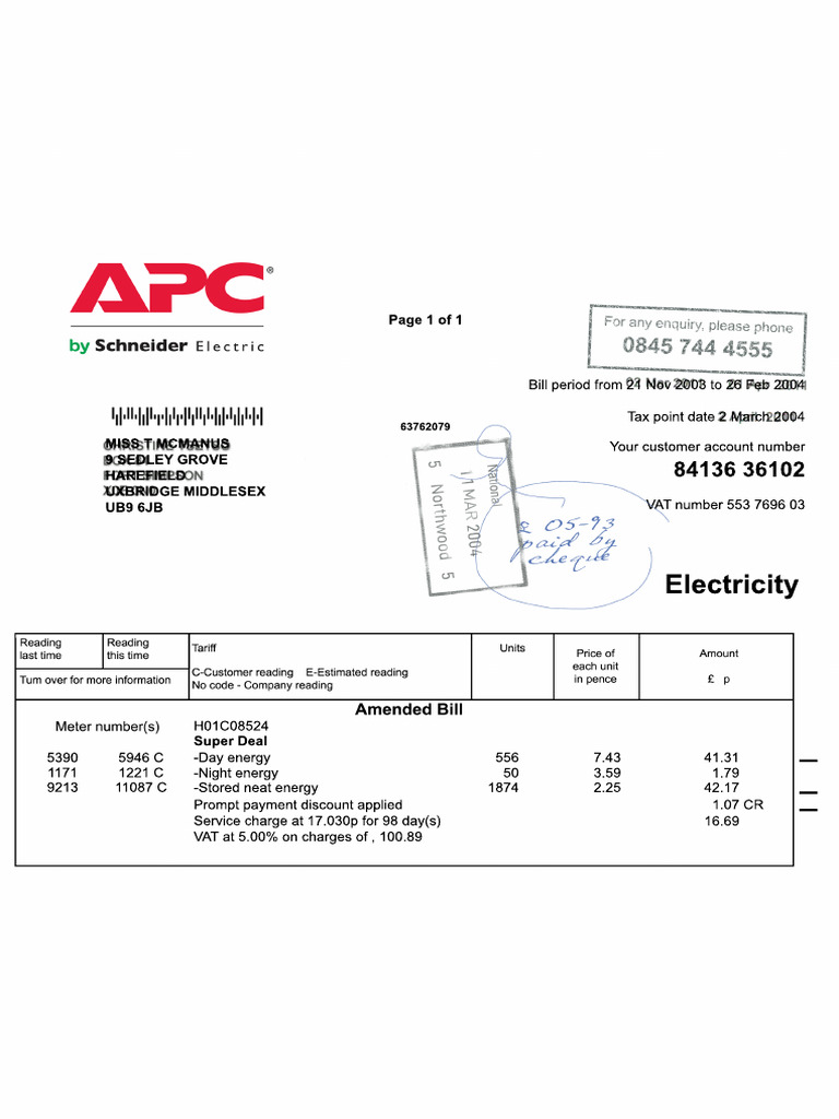 Electricity Bill Summary for Customer | PDF