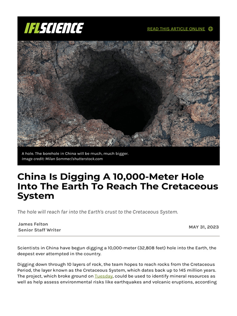 China's 10,000-Meter Borehole Project | PDF