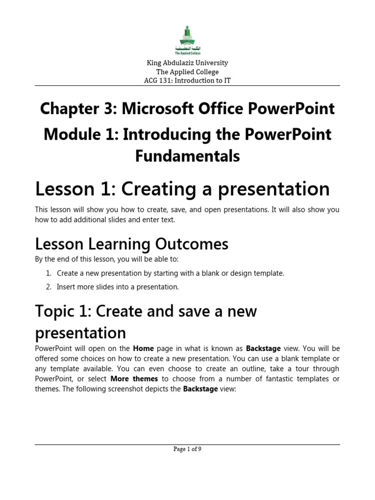 PowerPoint M1 L1 | PDF | Computer File | Microsoft Power Point