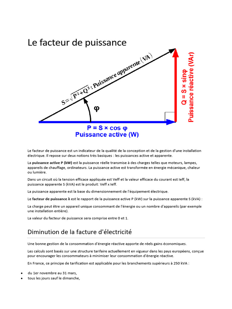 Amélioration du facteur de puissance électrique | PDF | Puissance ...