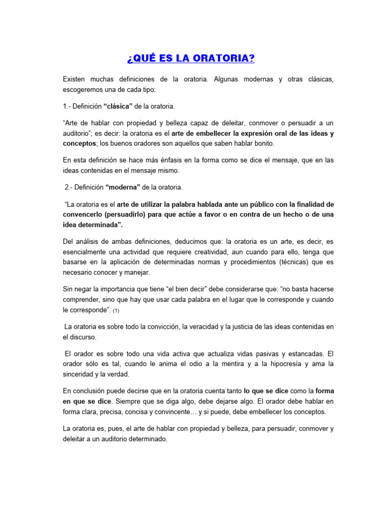 Qué Es La Oratoria | PDF