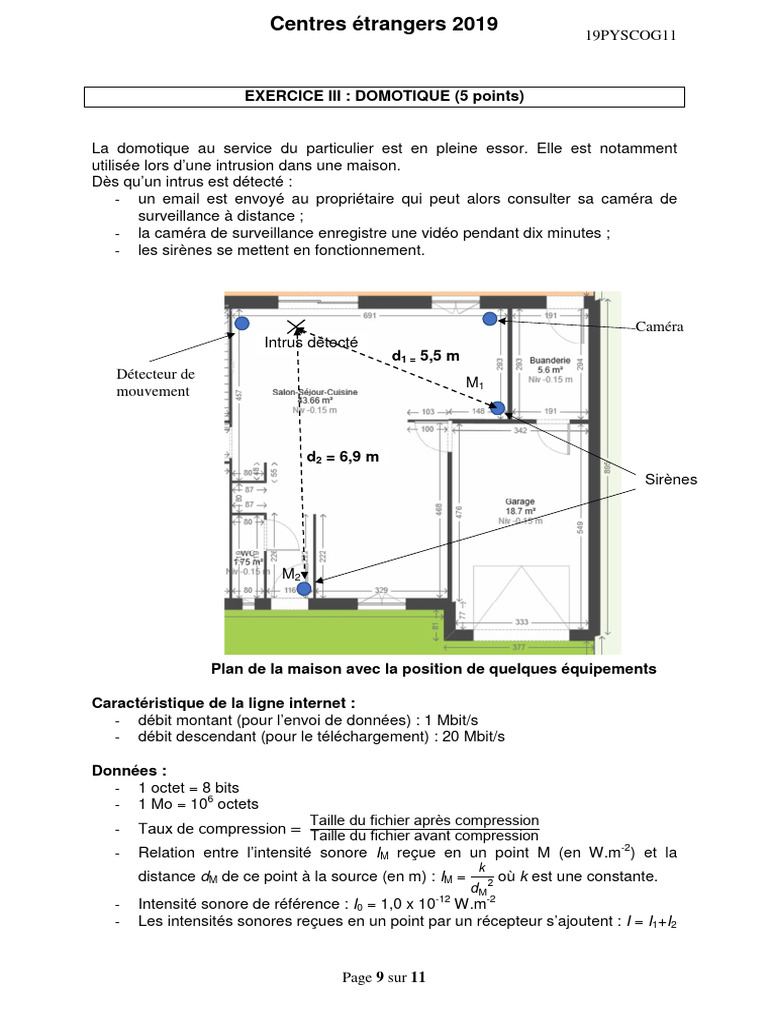 2019 CtresEtrangers Exo3 Sujet Domotique 5pts | PDF