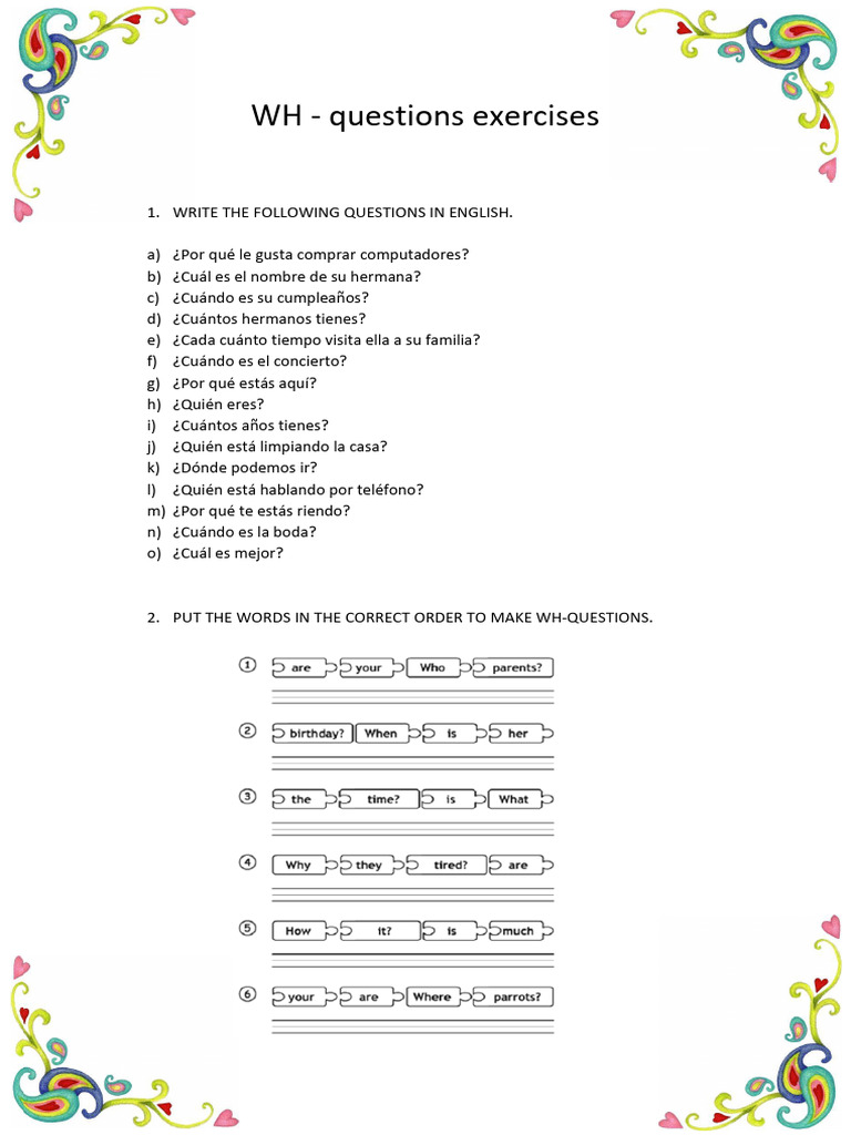 Ejercicios Con WH Questions | PDF