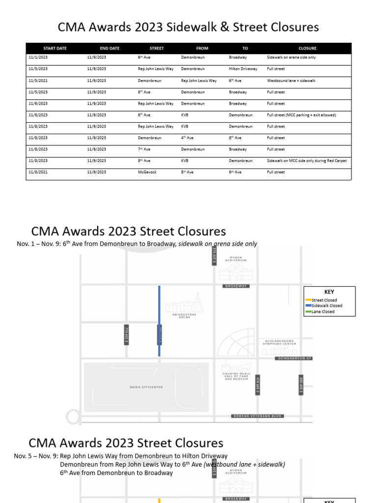 CMA Awards Road Closures Map | PDF | Human Power | Transportation ...
