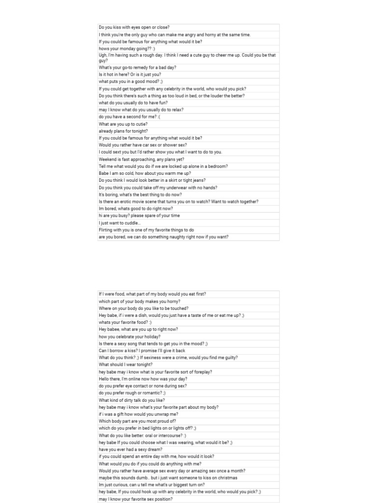 Flirty Questions for Romantic Chats | PDF | Language Arts & Discipline ...