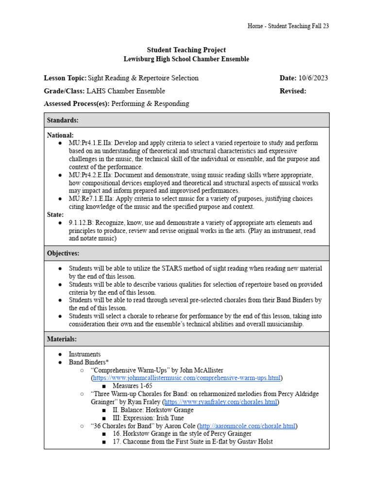 STP Lesson 1 - Lesson Plan | PDF