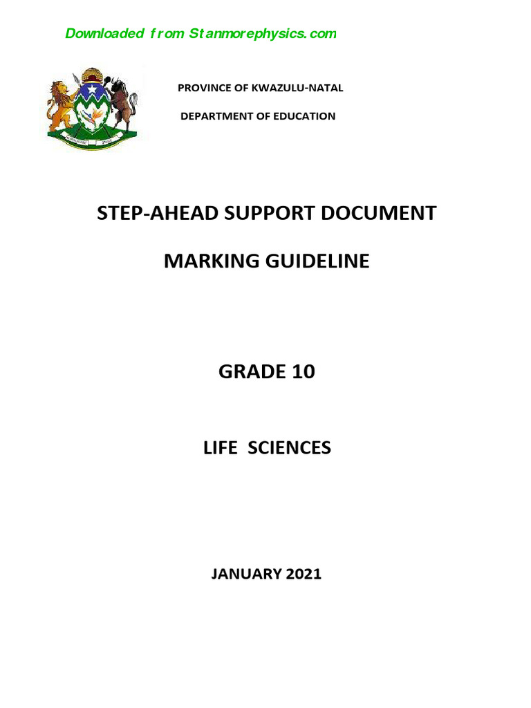 Grade 10 Life Sciences Marking Guide | PDF