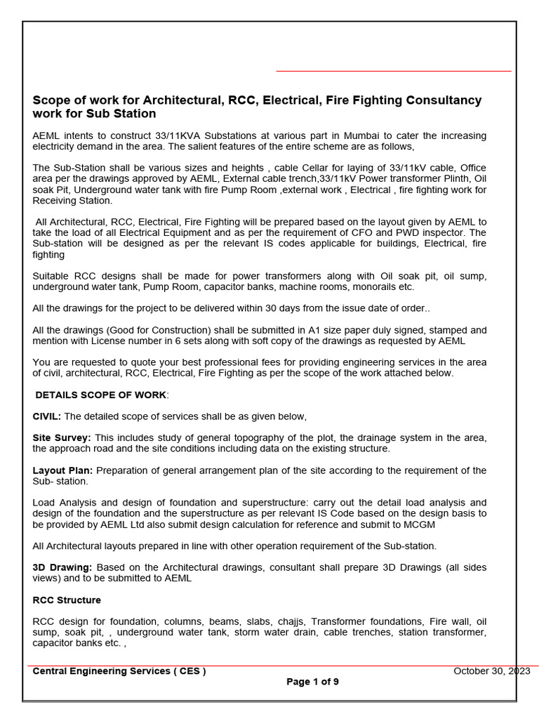 Revised RCC Consultant Scope - 20191108111540 | PDF