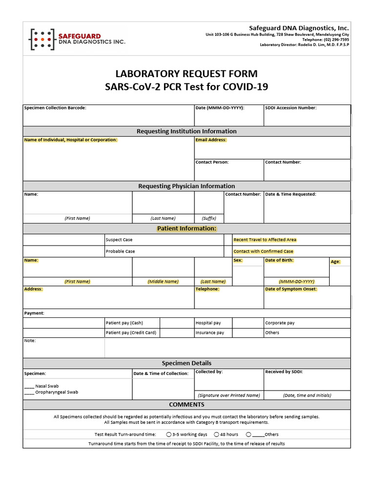 Laboratory Request Form - SDDI SEED PASAY | PDF | Medicine | Health Care
