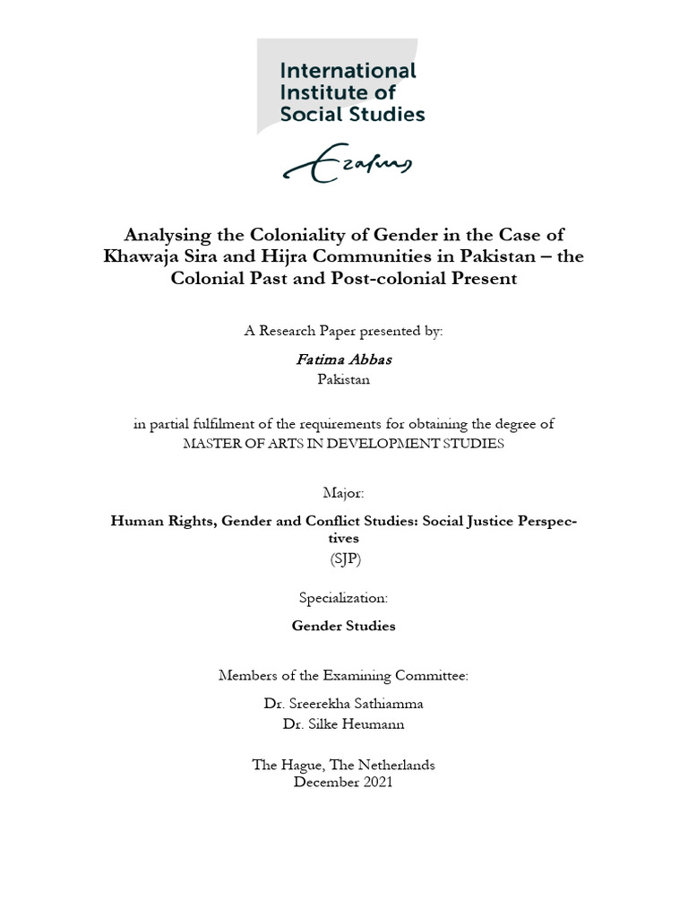Analysing The Coloniality of Gender in The Case of Khawaja Sira and ...