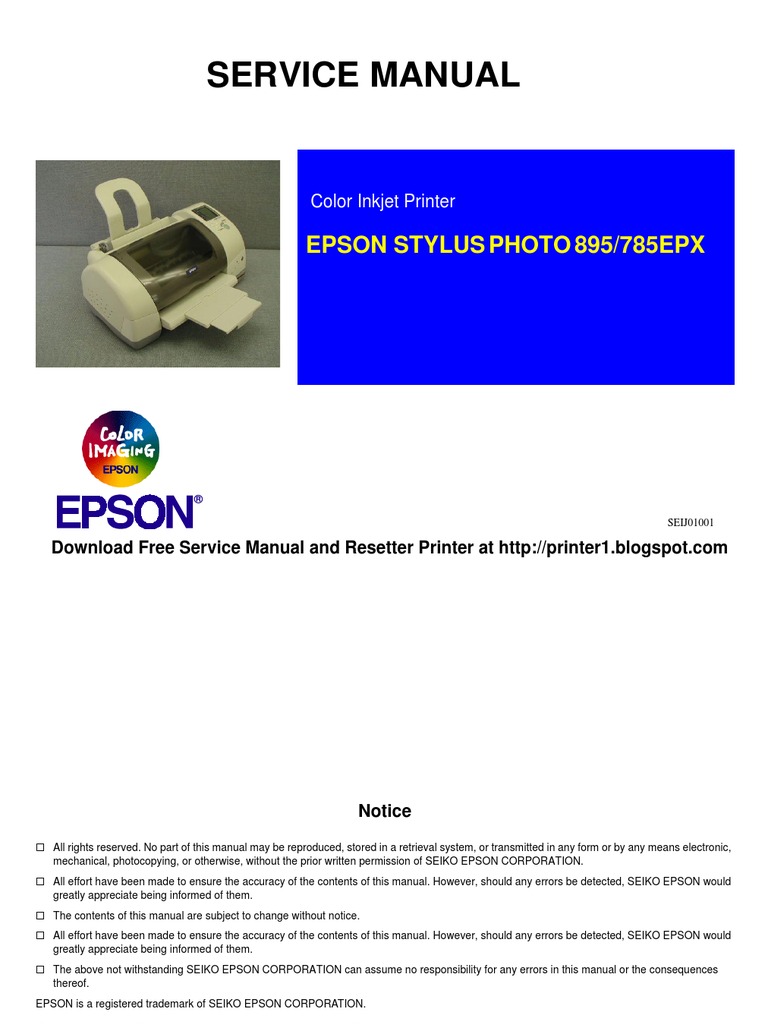 Epson Stylus Photo 895-785epx SM | PDF | Printer (Computing) | Usb