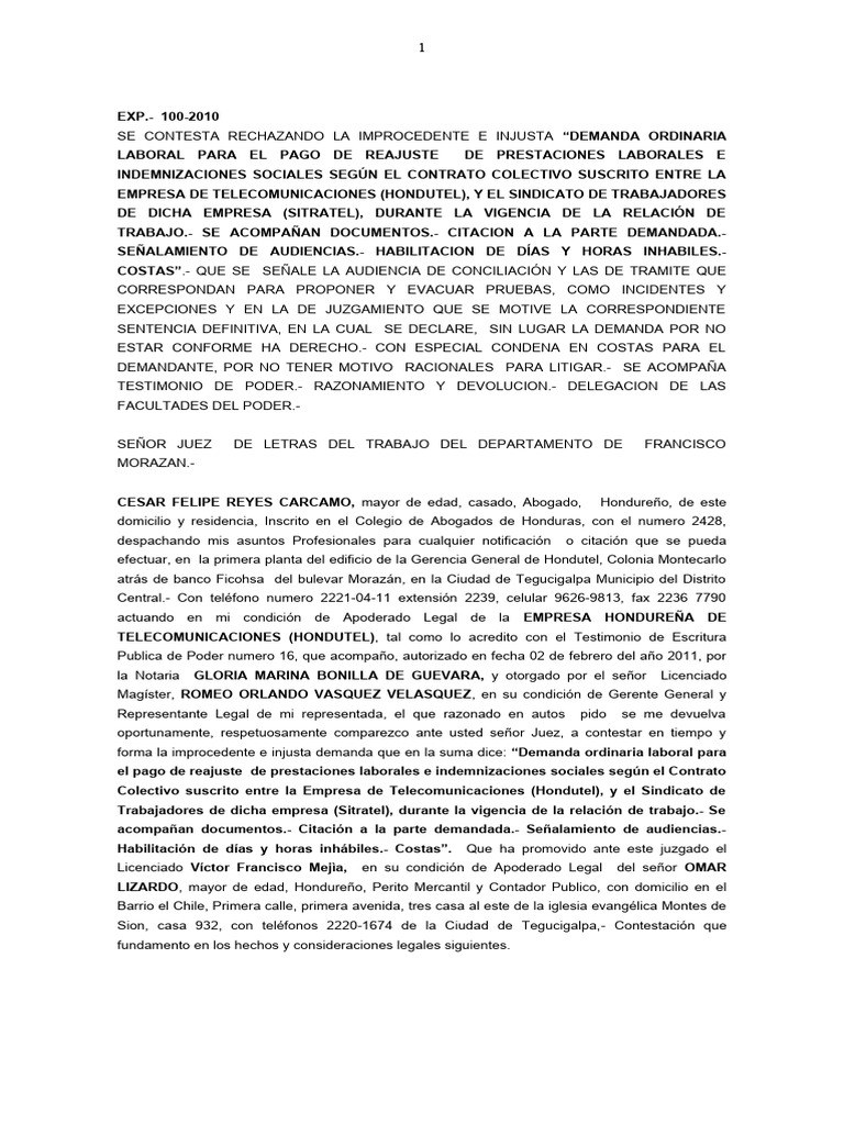 1 Contest Demanda Omar Lizardo Reaj Clau 59 | PDF