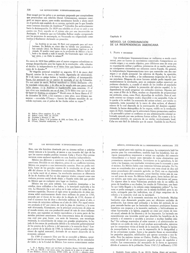 Lynch Las Revoluciones Hispanoamericanas 1808 1826 México | PDF