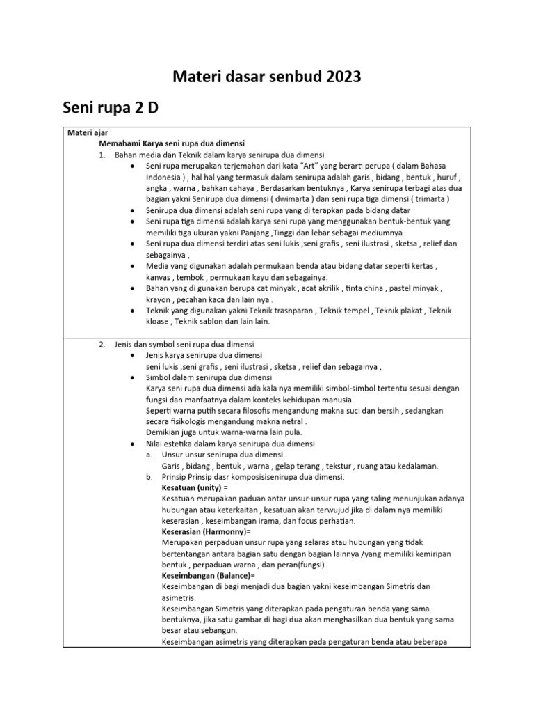 Materi Dasar Senbud 2023 | PDF