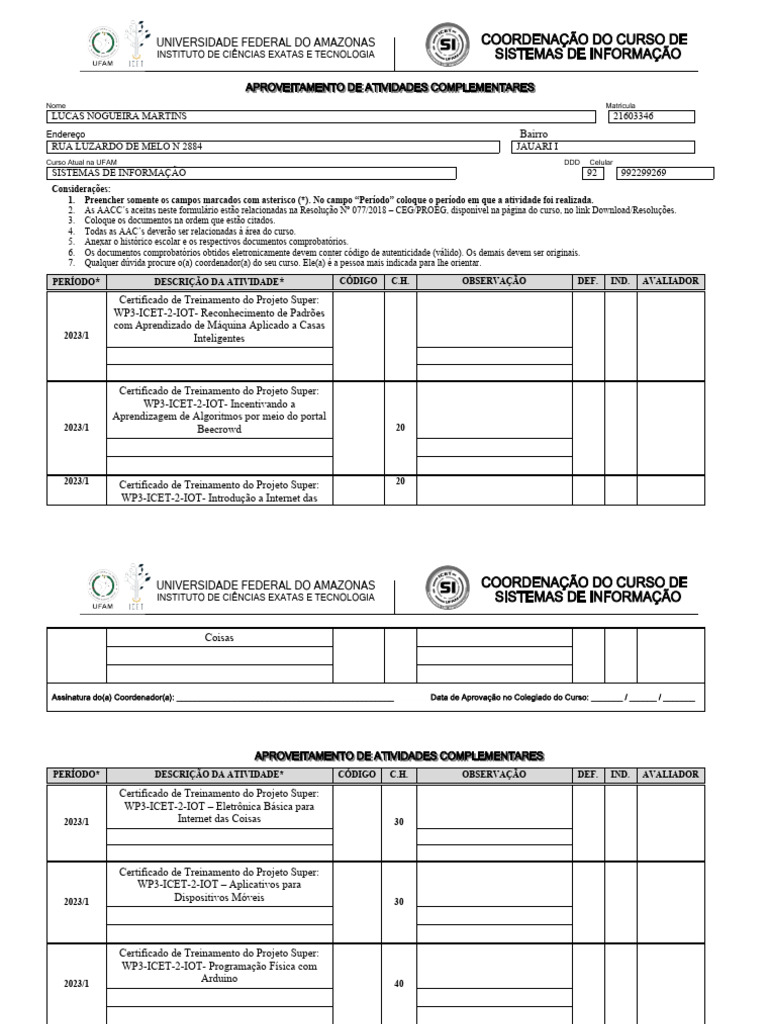 Formulario AACC v2 | PDF