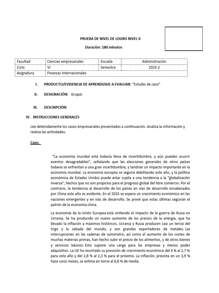 Prueba de Nivel de Logro - PNL II Nivel 2023-2 | PDF