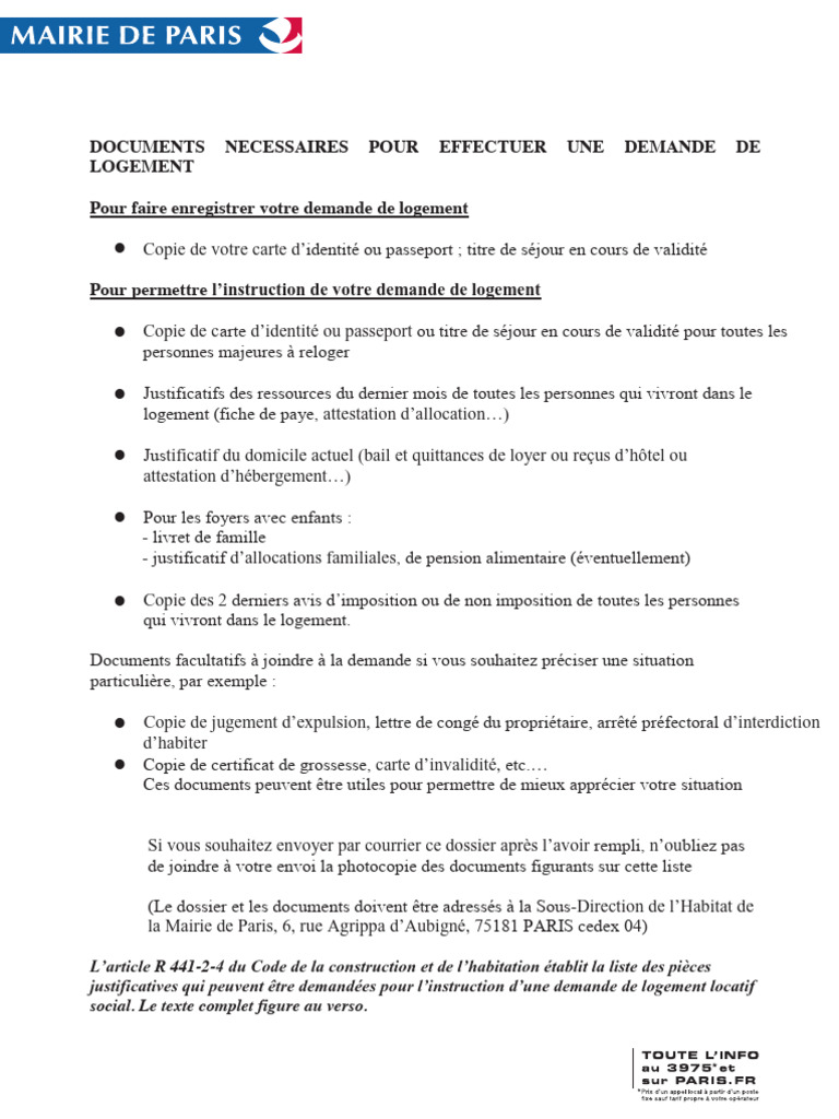 La Liste Des Pieces Justificatives Pour L | PDF
