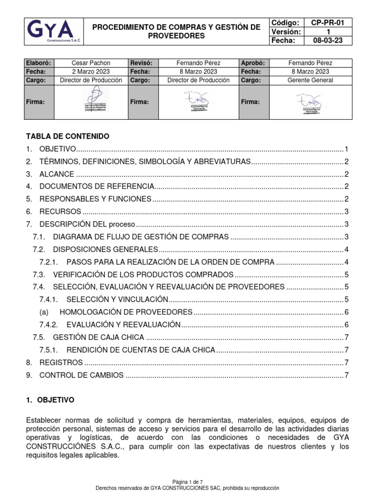 CP-PR-01 Procedimiento de Compras y Gestión de Proveedores | PDF | Calidad (comercial) | Presupuesto