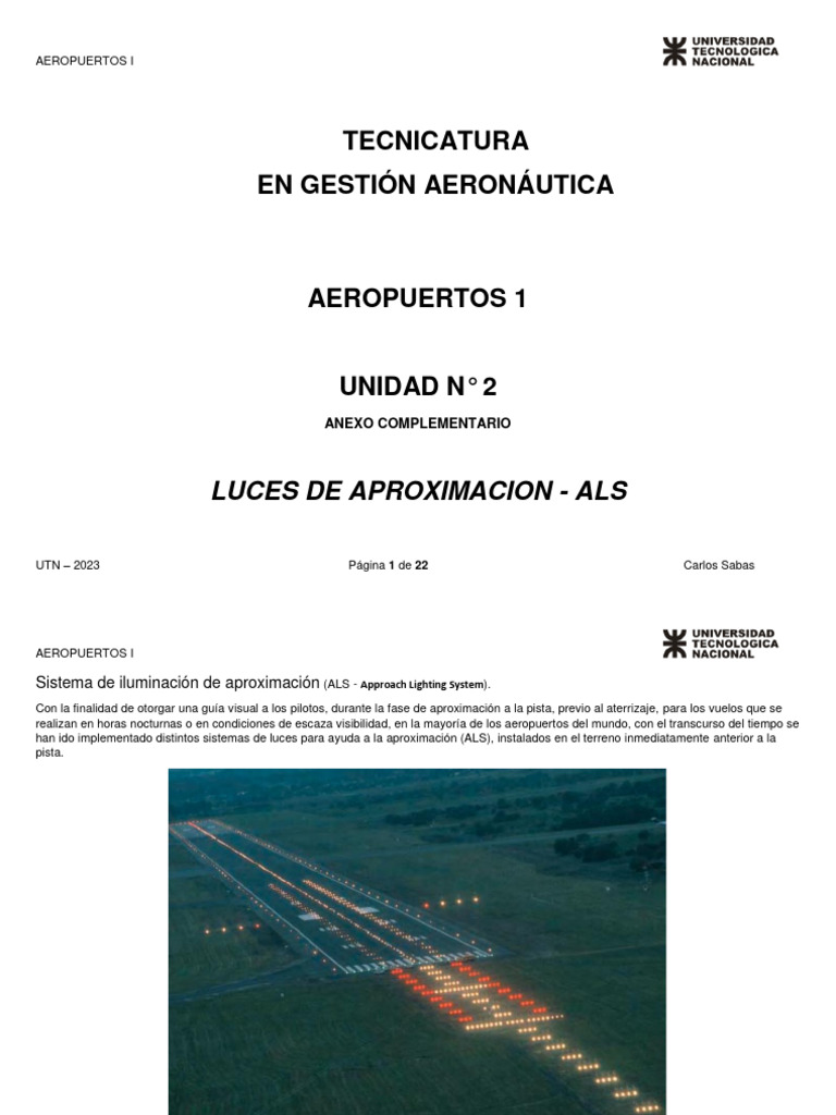 Sistema de Luces de Aproximación ALS | PDF | Pista | Aeropuerto