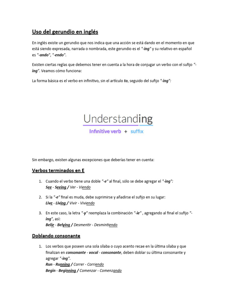Uso Del Gerundio en Inglés | PDF