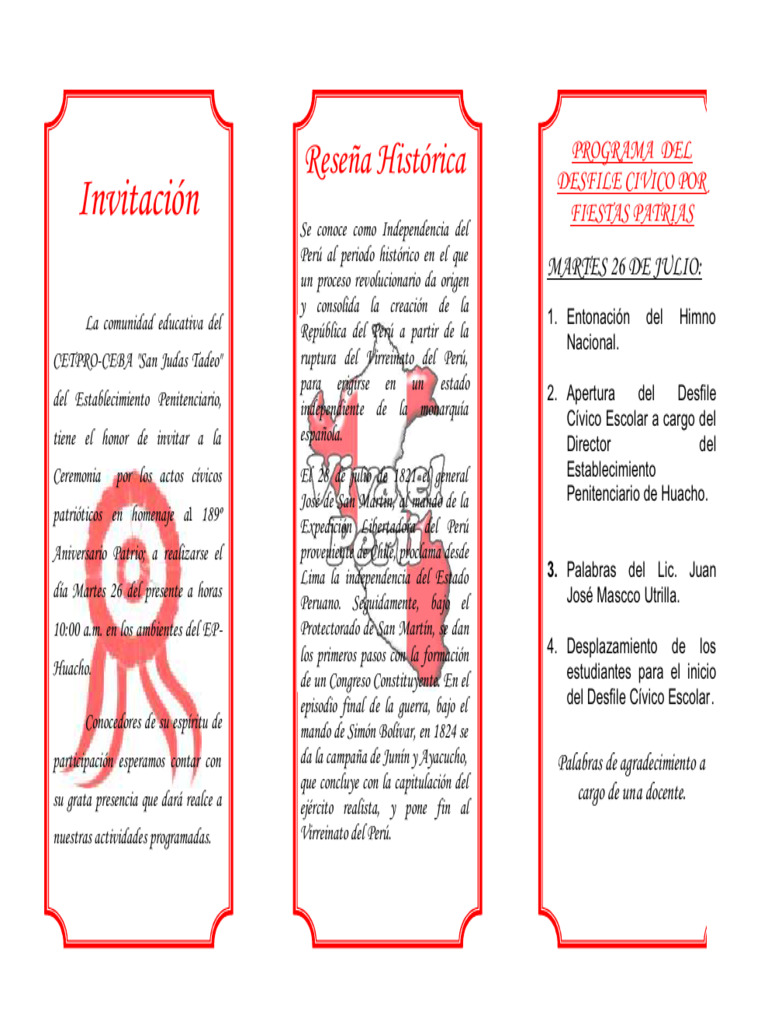 Triptico De Las Fiestas Patrias