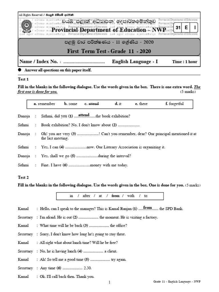 Grade 11 English Exam Prep | PDF