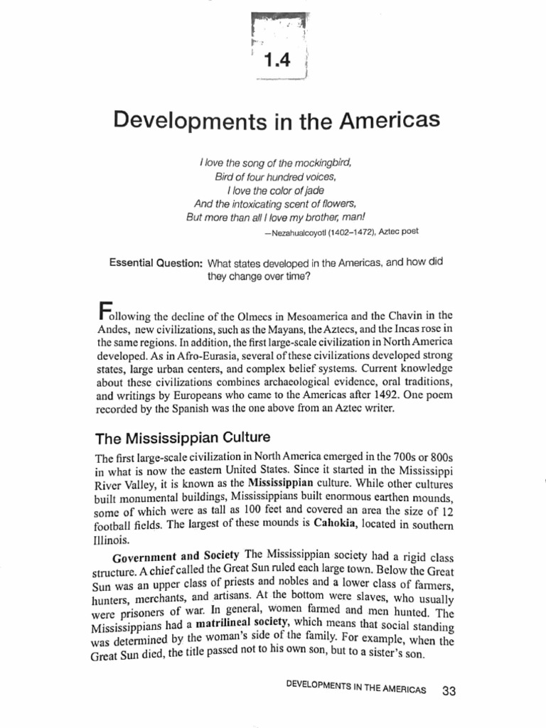 Development in The Americas Reading | PDF | Inca Empire | Maya Civilization