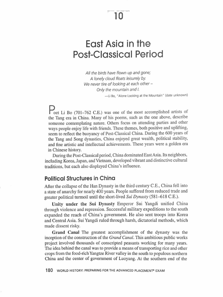 WHAP - Post Classical China Reading | PDF | Tang Dynasty | China