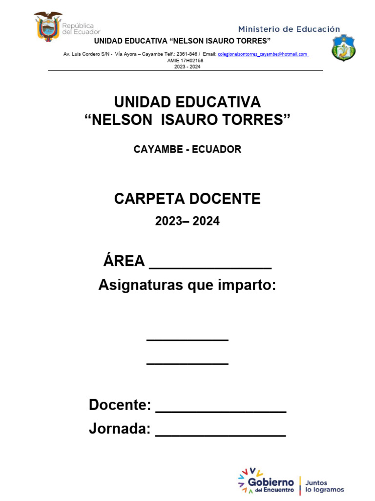 Portada Carpeta Docente | PDF